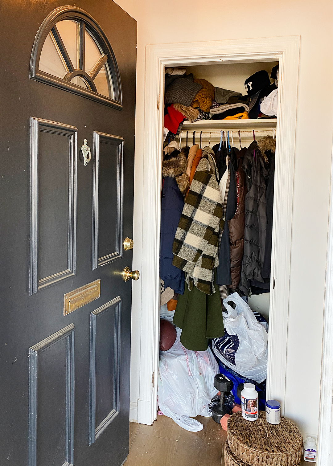 A Lower Kitchen Cabinet Maximized This Entryway Closet’s Wasted Space