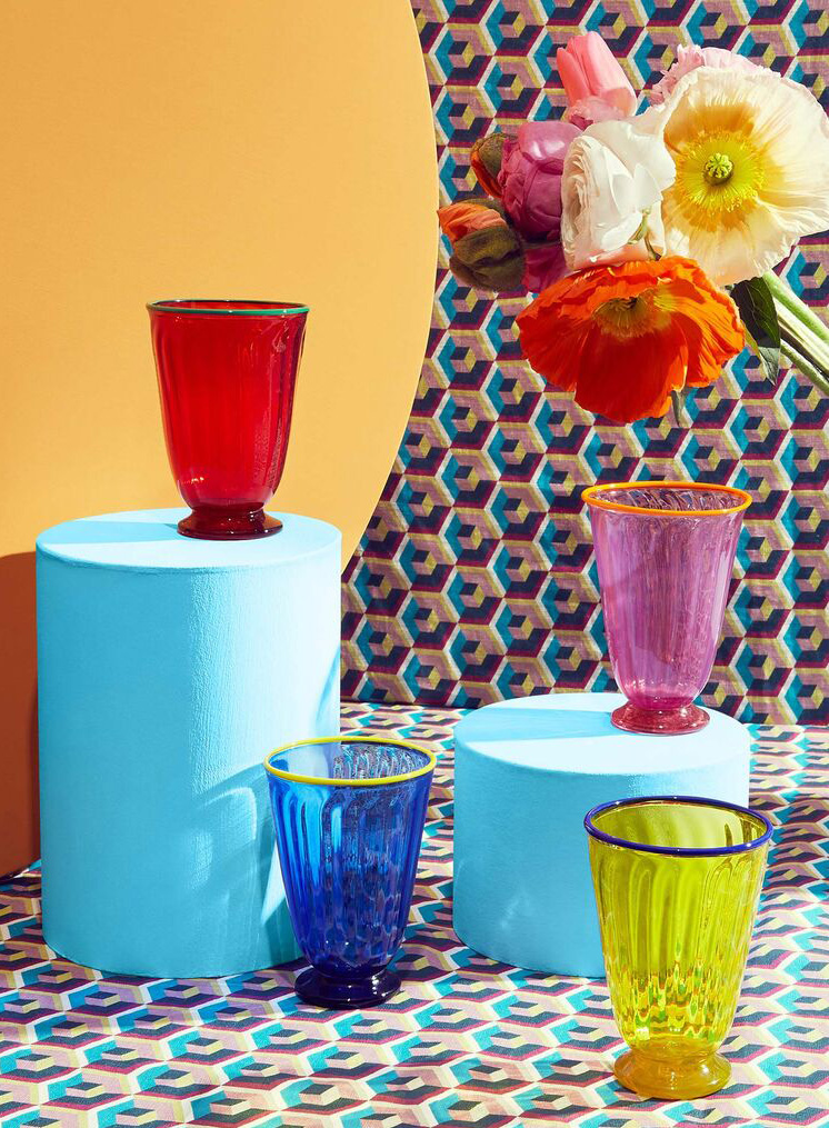 9 Colorblocked Glassware Pieces You’ll Want to Show Off