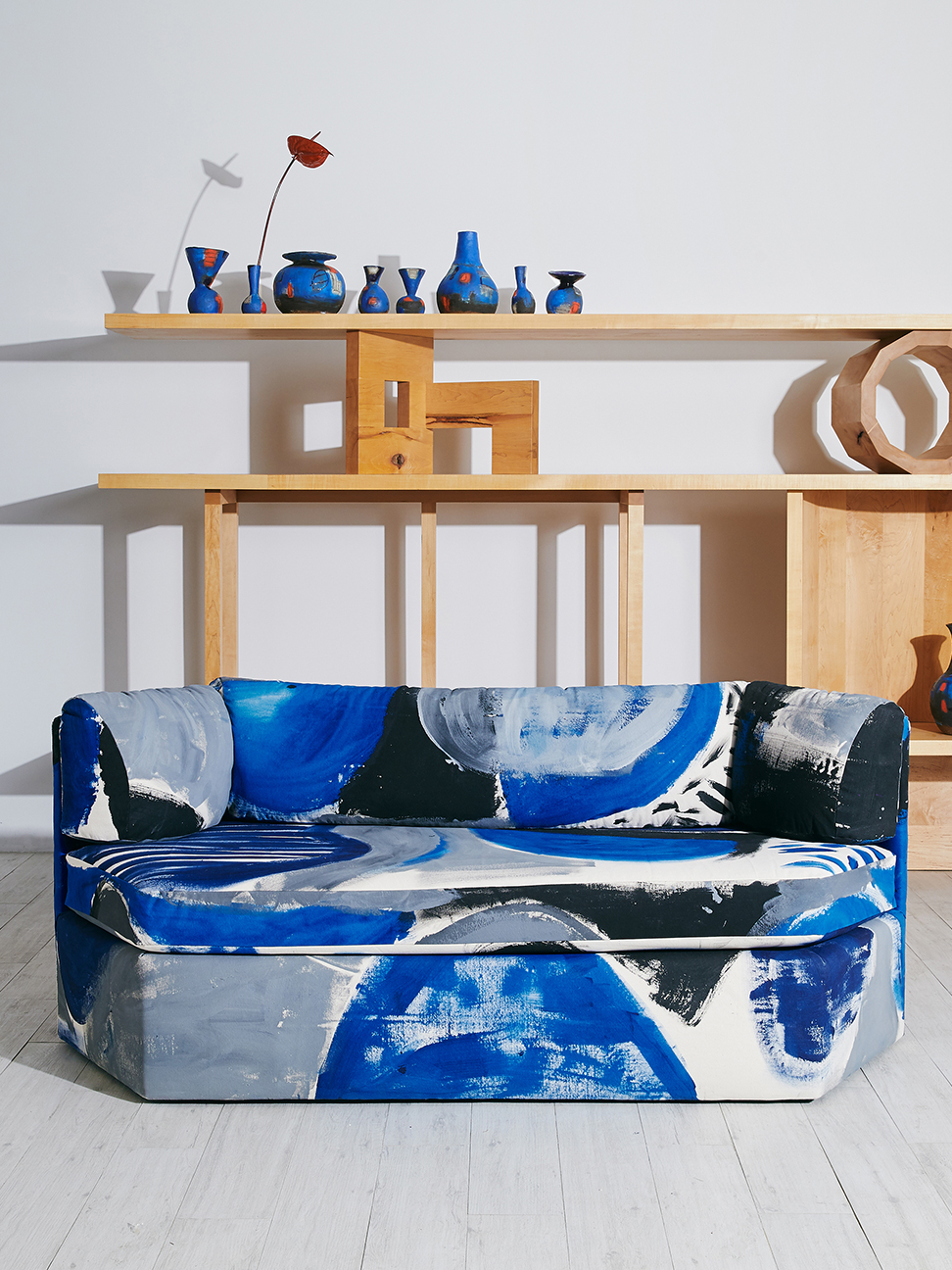 All You Need Is Some Fabric Paint to DIY This Bold, Blue Sofa