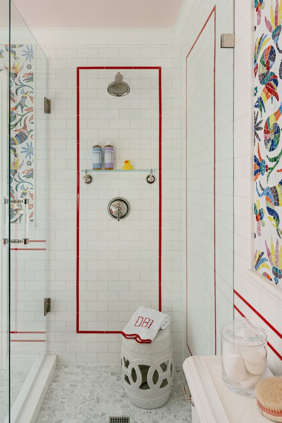 This Shared Kids Bathroom Uses Tile in the Most Clever Way