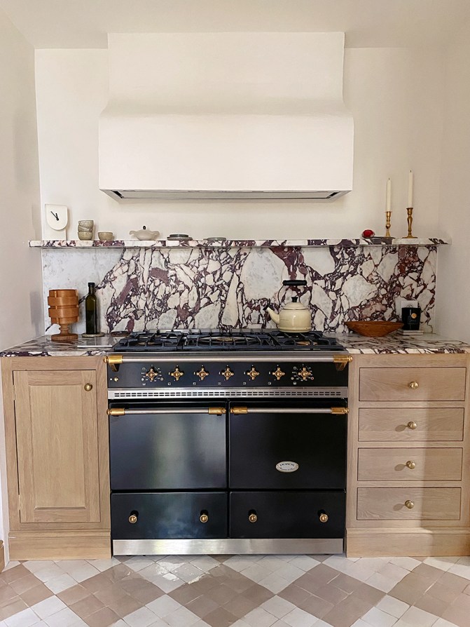 This Kitchen Renovation in France Features Dramatic Purple Marble