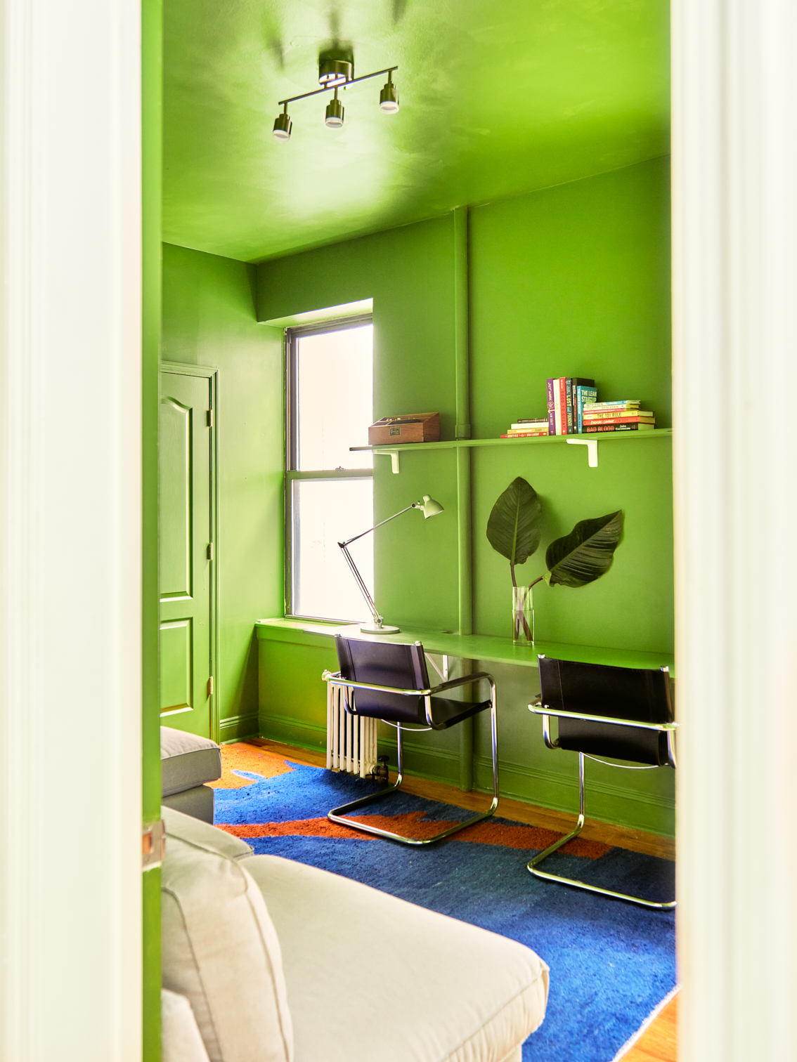 How One NYC Couple Turned Their Home Office Into a Glowing Green Statement