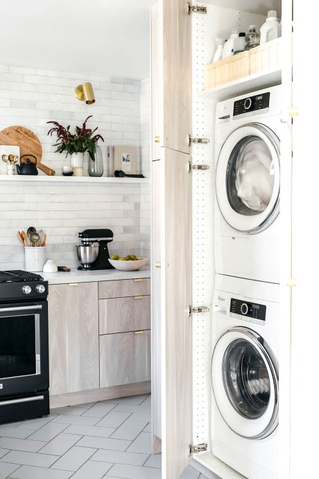 6 Ways to Make a Washer and Dryer in Your Kitchen Look Like It Belongs