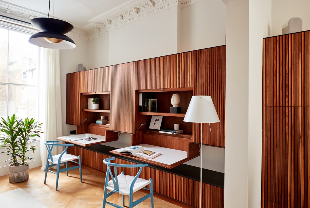 In This London Home, There Are 2 Hidden Desks in The Living Room
