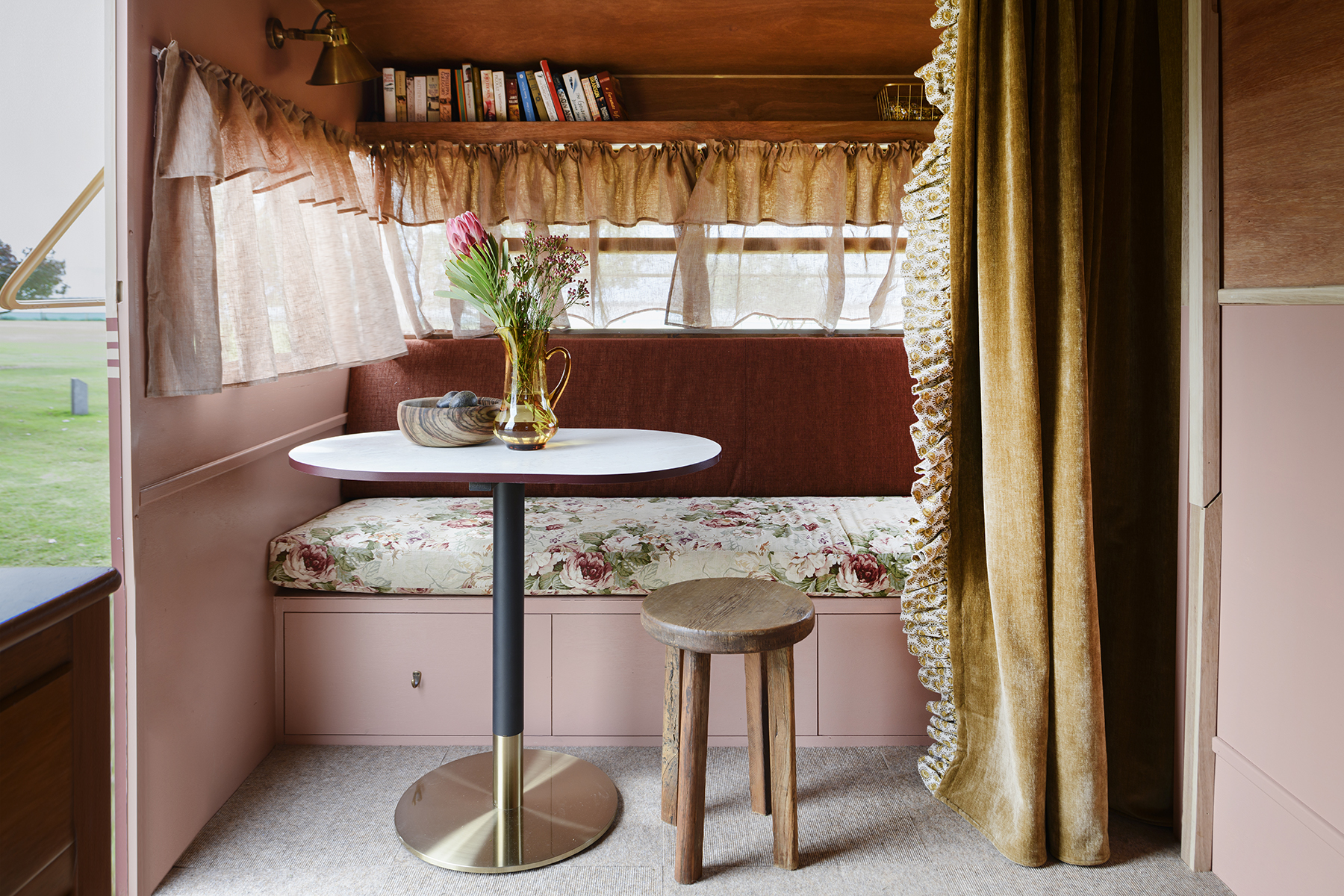 A Pull-Out Kitchen Is One Genius Moment in This Pink RV