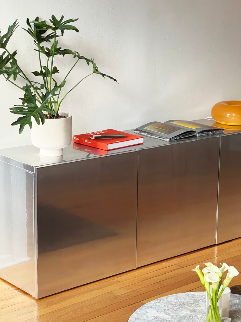 This IKEA Besta Hack Nails the Chrome Trend for Just $60 | domino