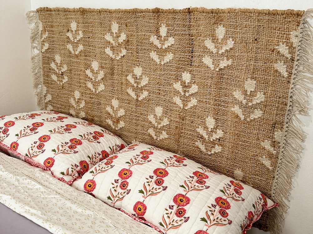 This $20 Headboard DIY Starts With a Rug and Some Cardboard