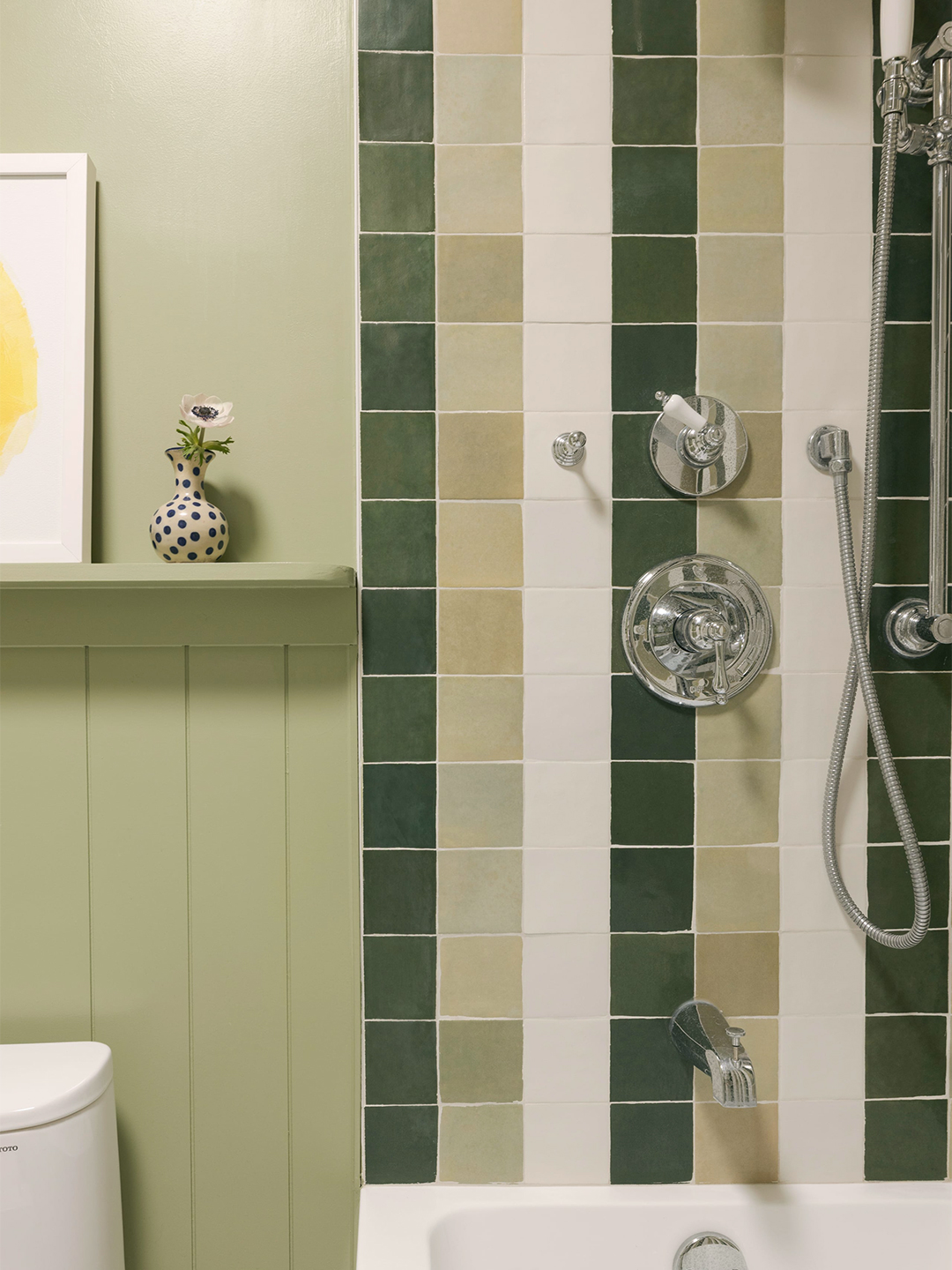 Before And After Writer Connie Wangs Pistachio Green Bathroom Makeover